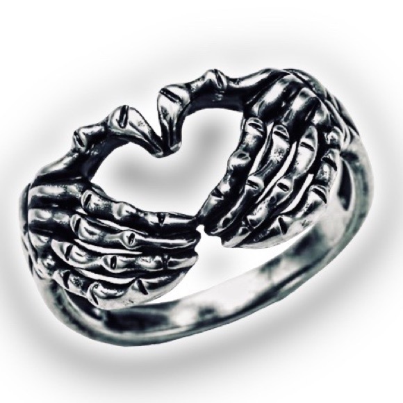Jewelry | Metallic Hands Catching Heart Symbol Charm Ring | Poshmark